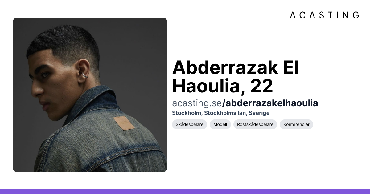 Abderrazak El Haoulia | Skådespelare | Modell | Konferencier | ACASTING