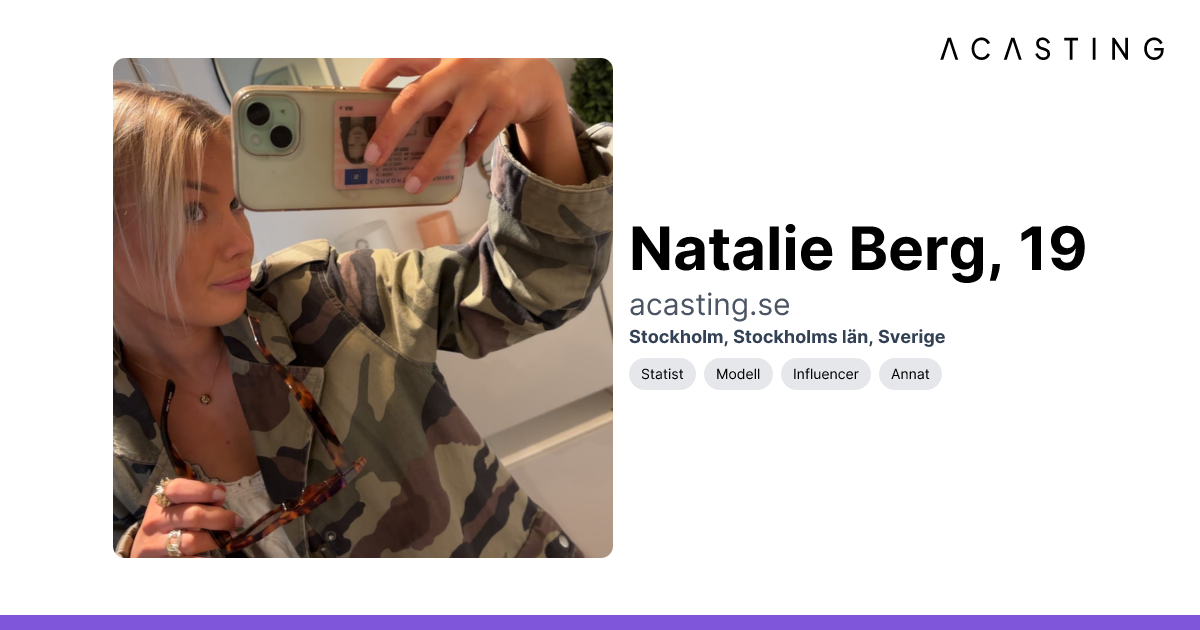 Natalie Berg | Statist | Modell | Influencer | ACASTING