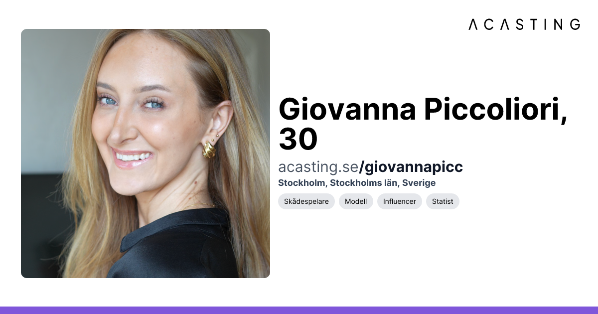 Giovanna Piccoliori | Skådespelare | Modell | Influencer | ACASTING