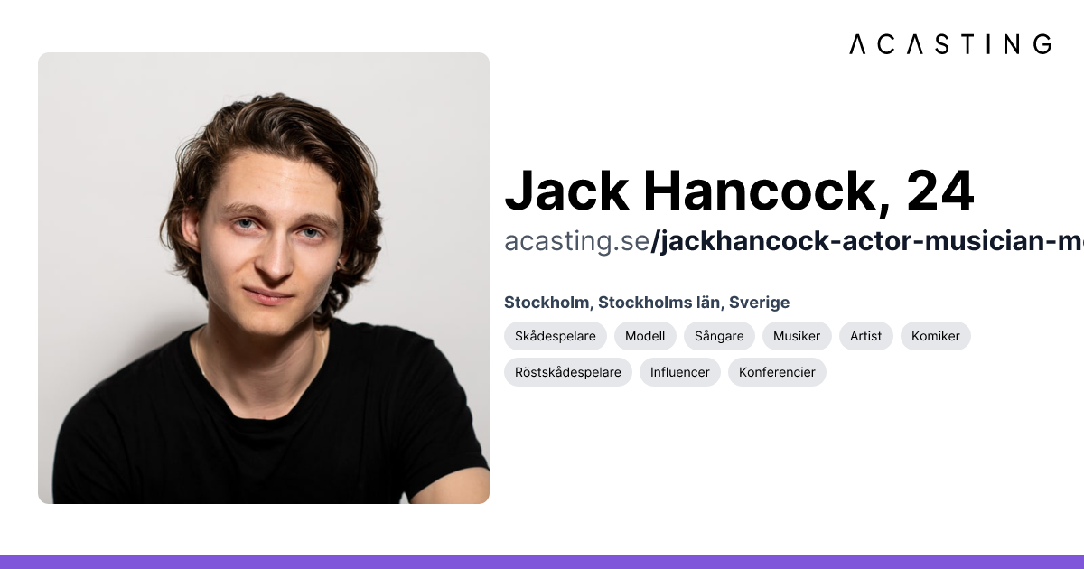 Jack Hancock | Skådespelare | Modell | Artist | ACASTING
