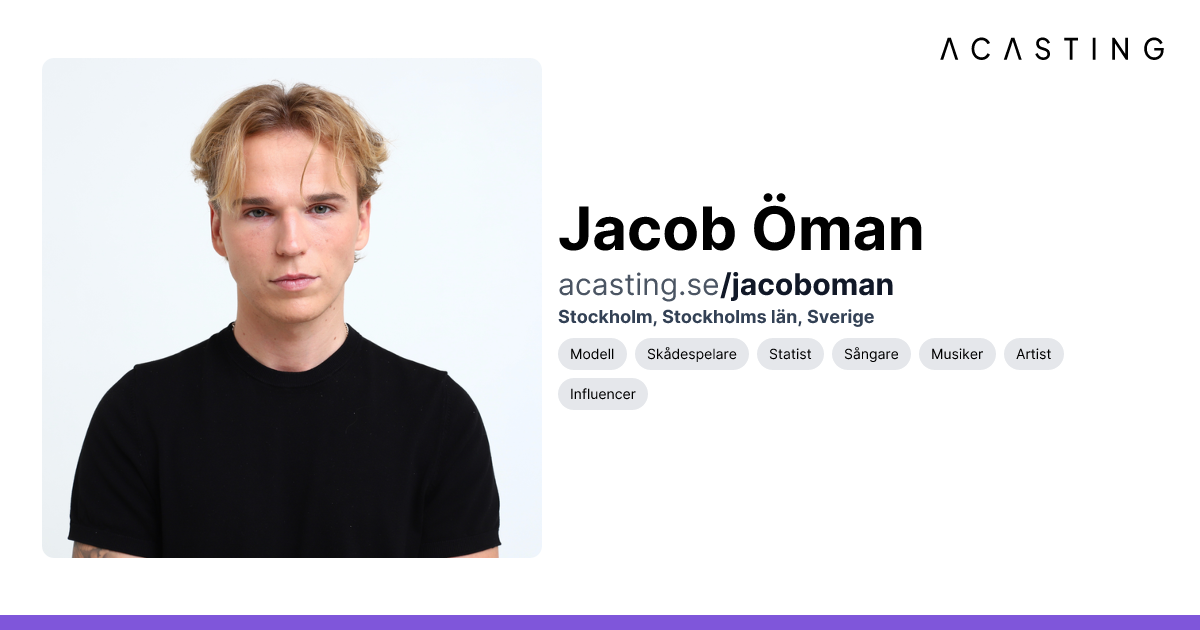 Jacob Öman | Modell | Statist | Artist | ACASTING