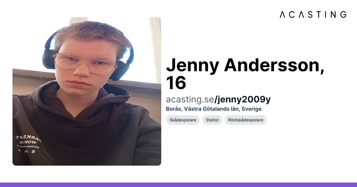 Jenny Andersson | Skådespelare | Statist | ACASTING
