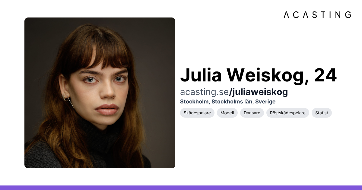 Julia Weiskog | Skådespelare | Modell | Artist | ACASTING