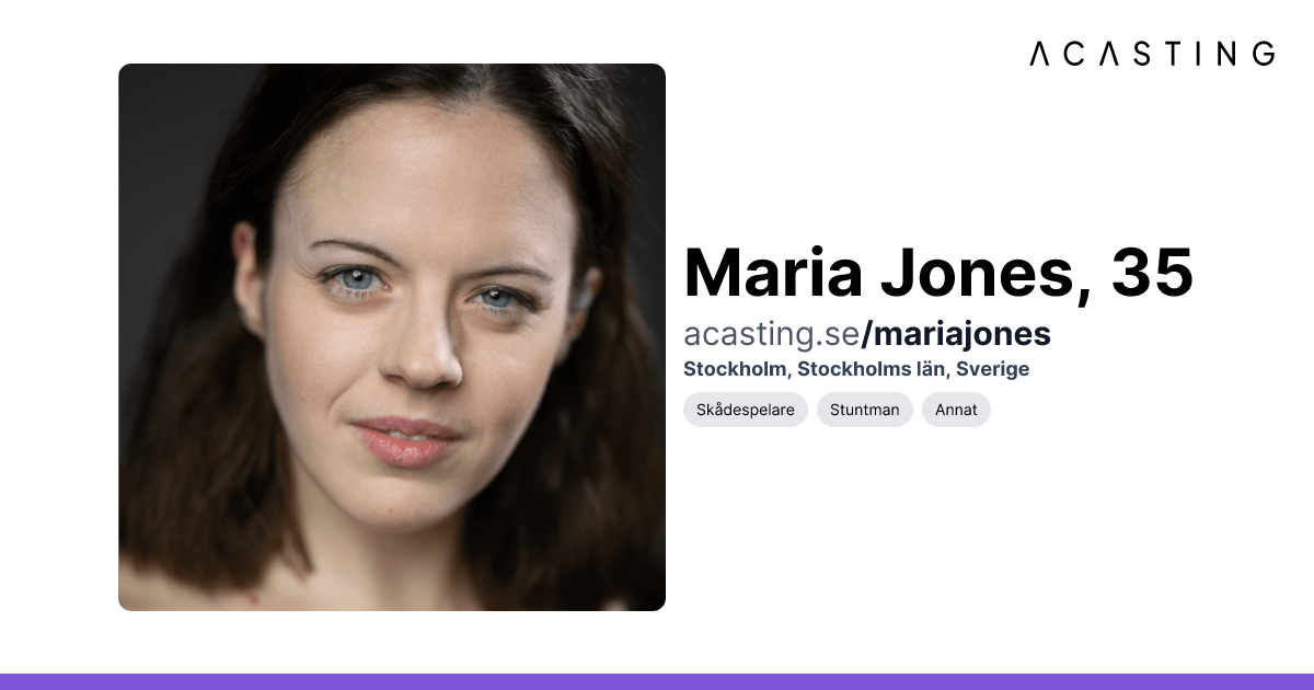 Maria Jones | Skådespelare | Annat | Modell | ACASTING