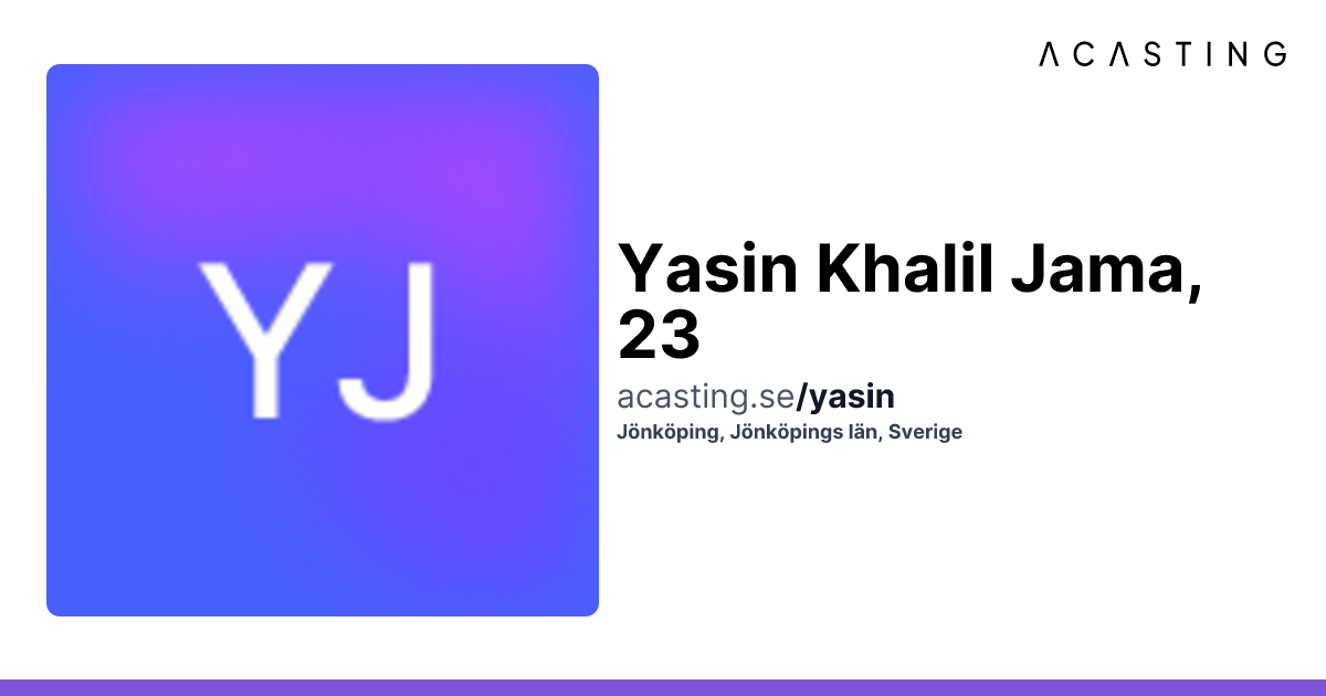 Yasin Khalil Jama | Skådespelare | Artist | Komiker | ACASTING